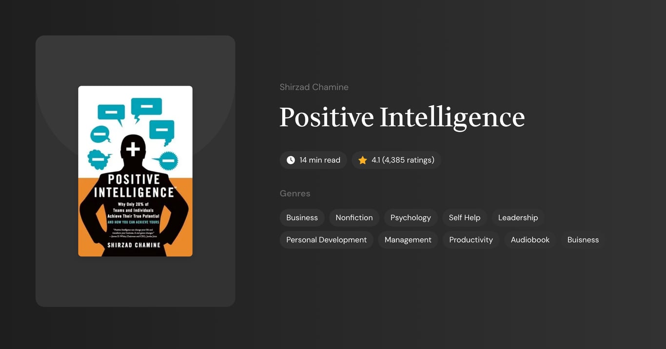 Positive Intelligence Book Summary