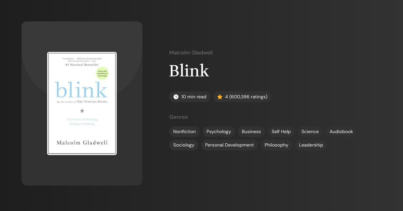 Blink Book Summary