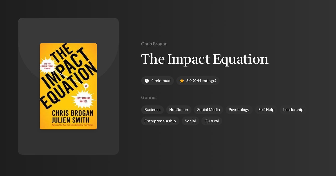 The Impact Equation Book Summary