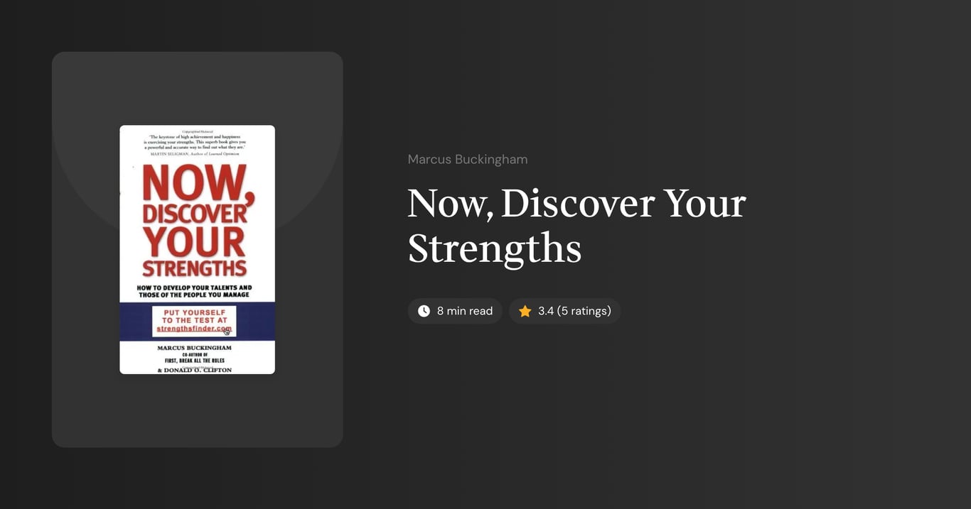 Now, Discover Your Strengths Book Summary