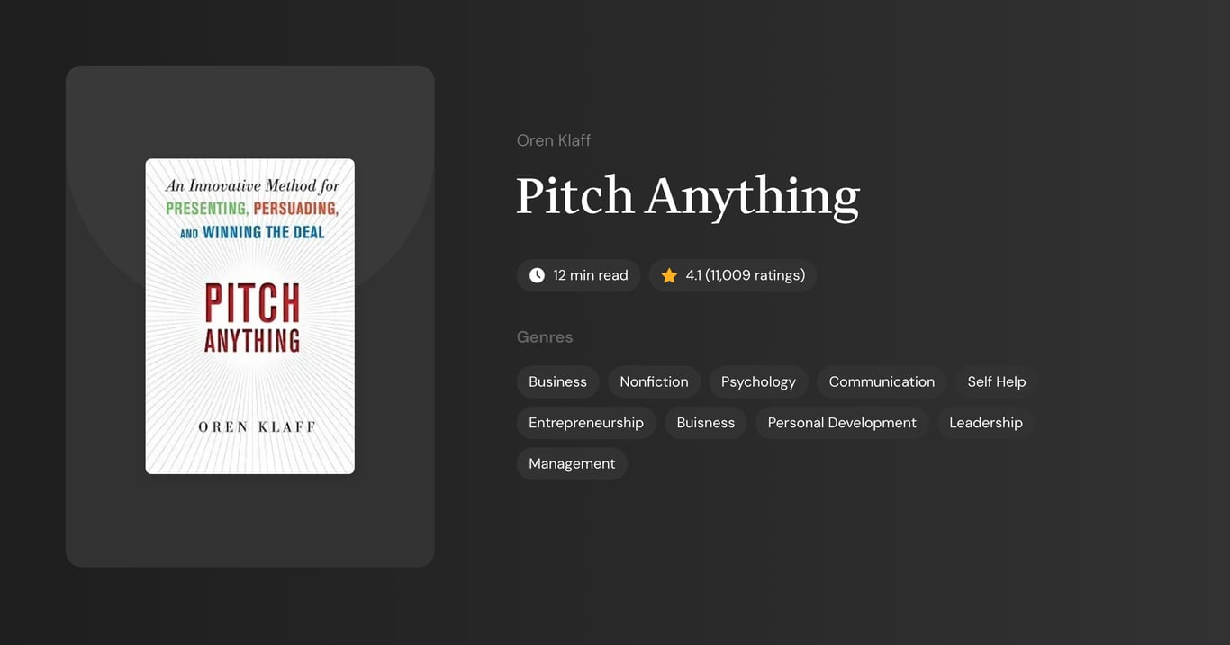 Pitch Anything Book Summary