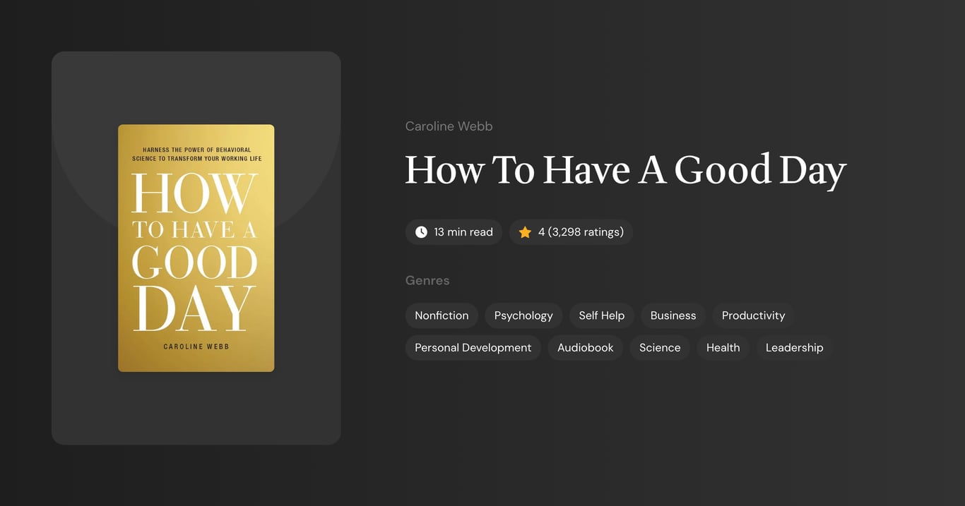 How To Have A Good Day Book Summary