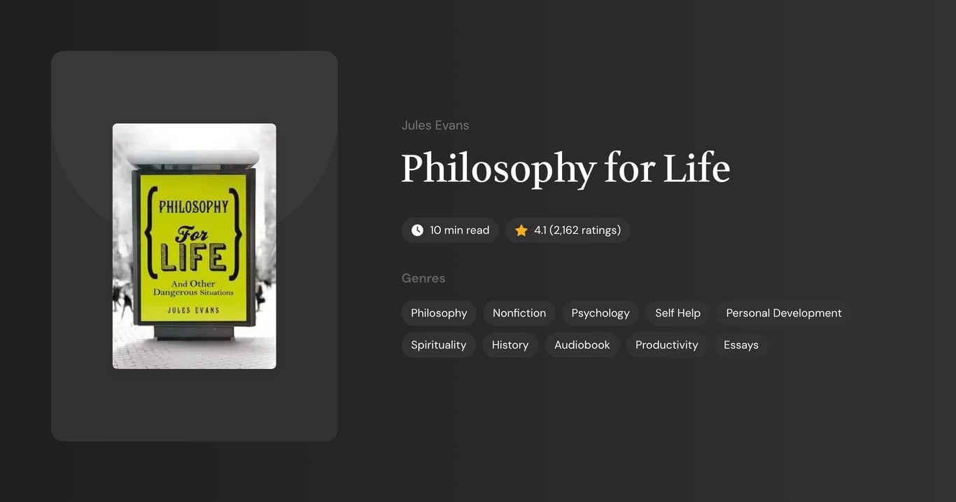 Philosophy for Life Book Summary