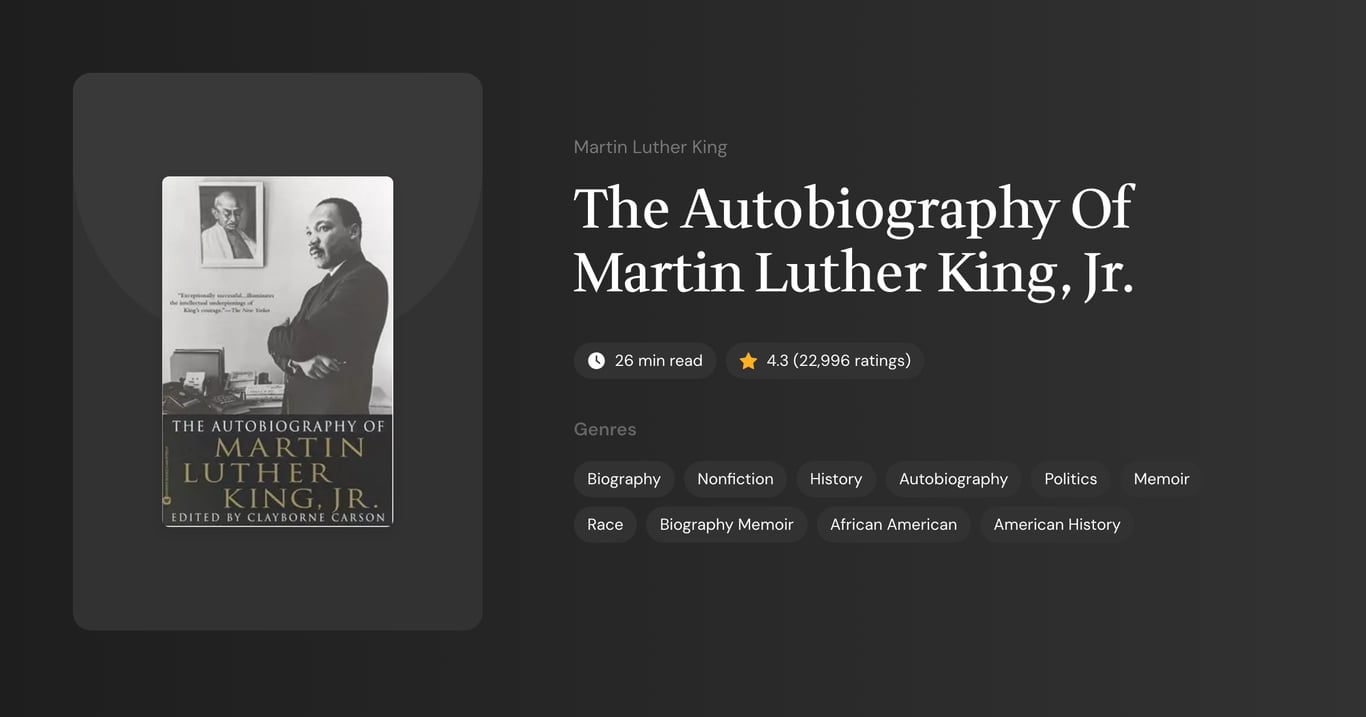The Autobiography Of Martin Luther King, Jr. Book Summary