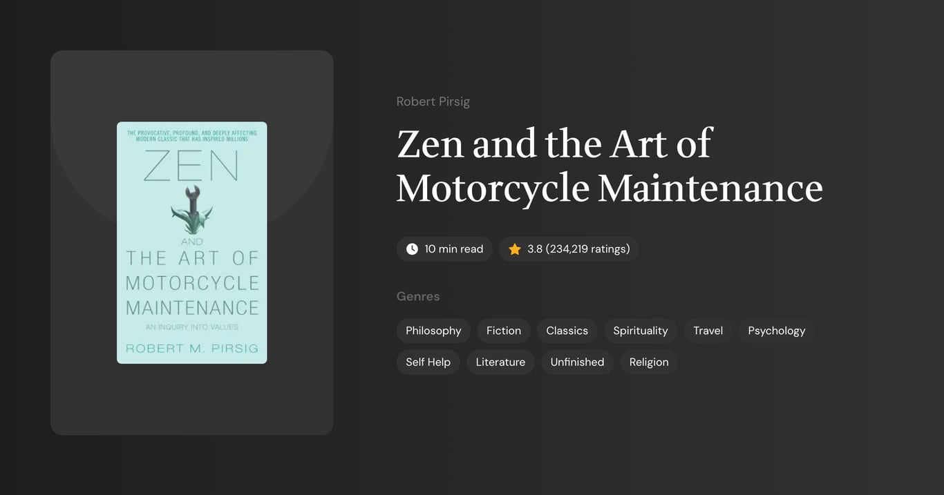 Zen and the Art of Motorcycle Maintenance Book Summary