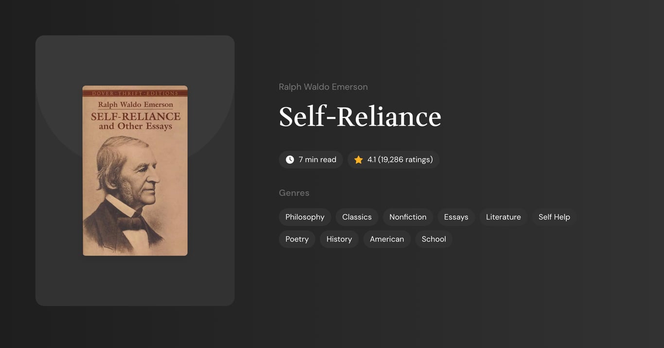 Self-Reliance Book Summary