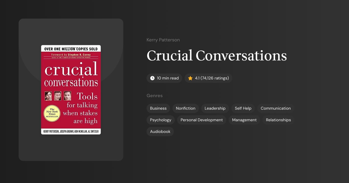 Crucial Conversations Book Summary