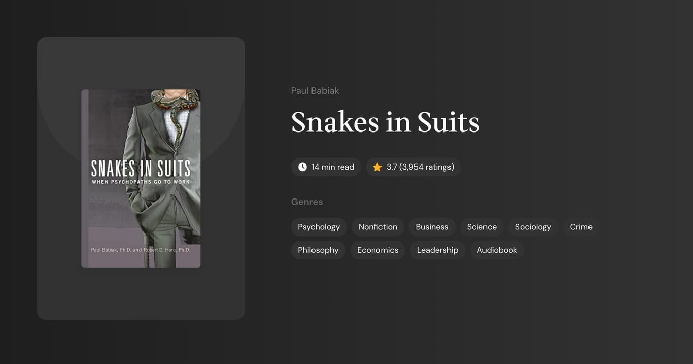 Snakes in Suits Book Summary