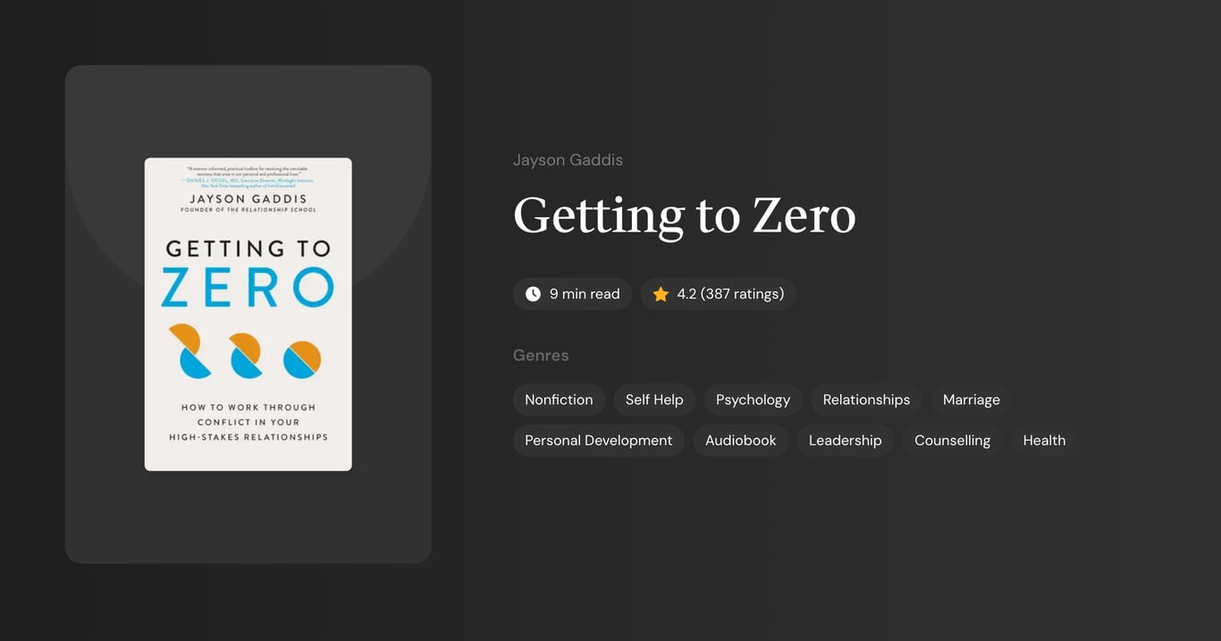 Getting to Zero Book Summary