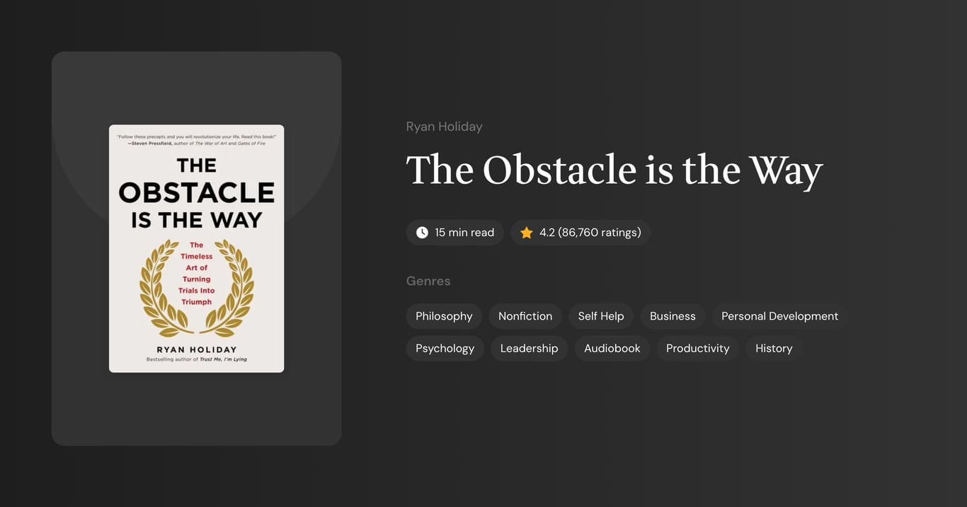 The Obstacle is the Way Book Summary