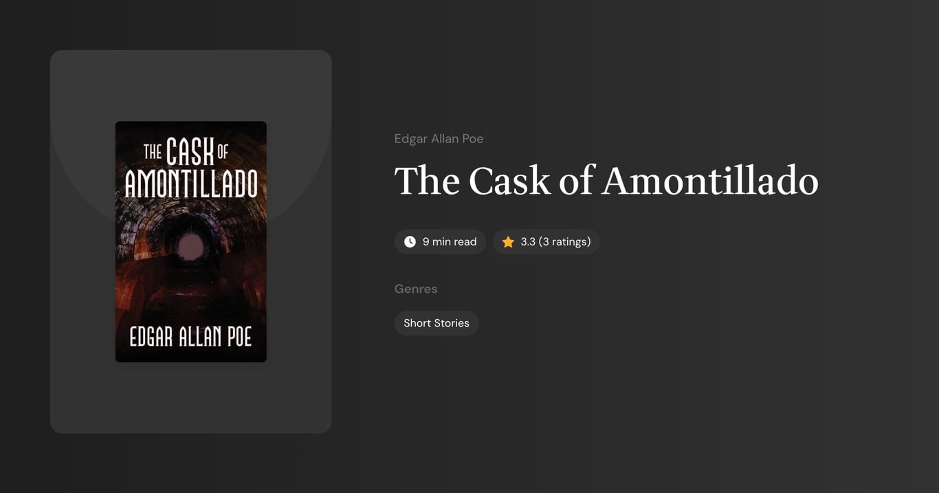 The Cask of Amontillado Book Summary
