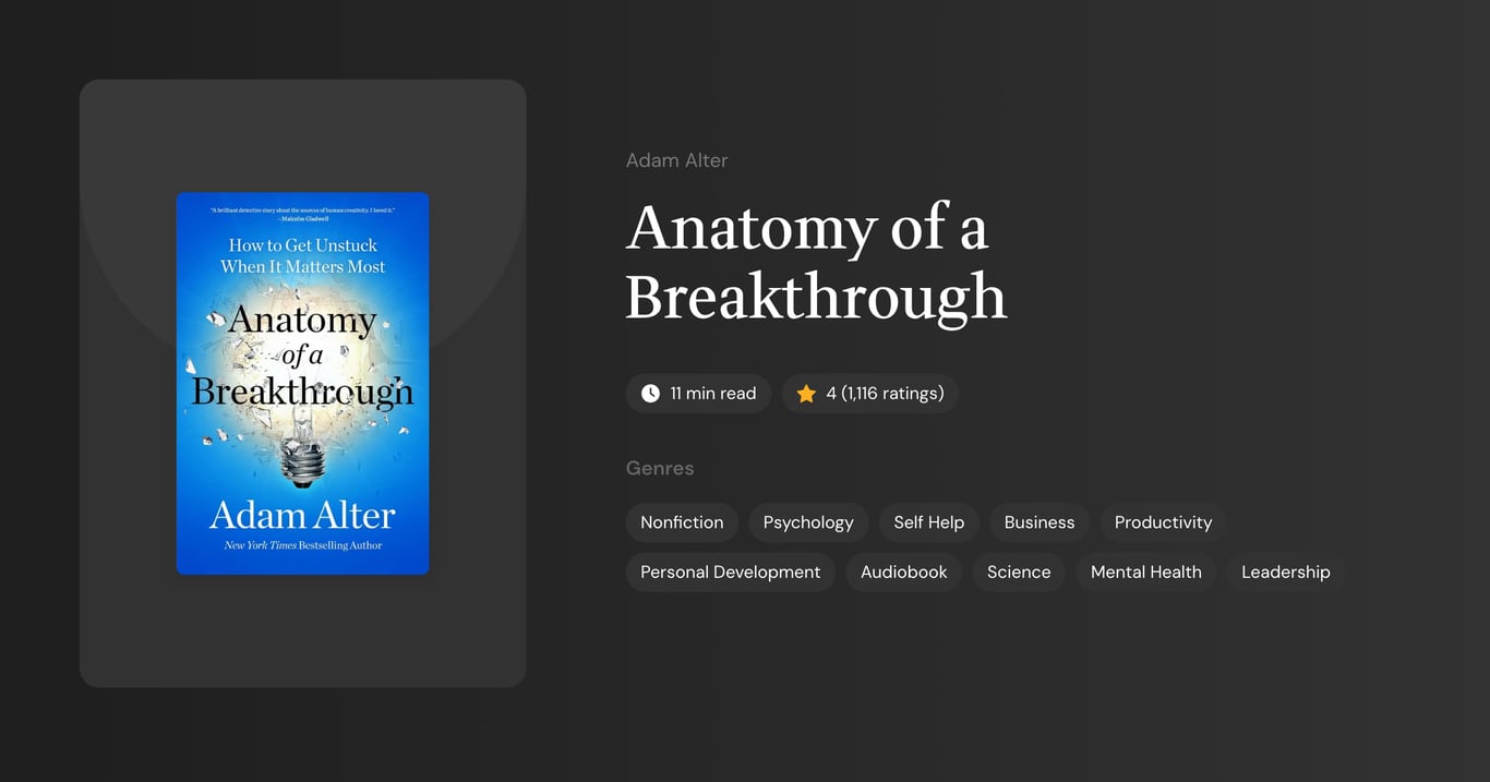 Anatomy of a Breakthrough Book Summary