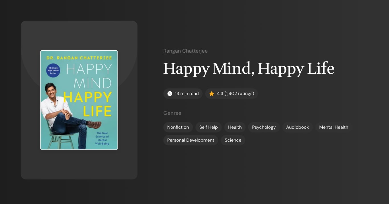 Happy Mind, Happy Life Book Summary