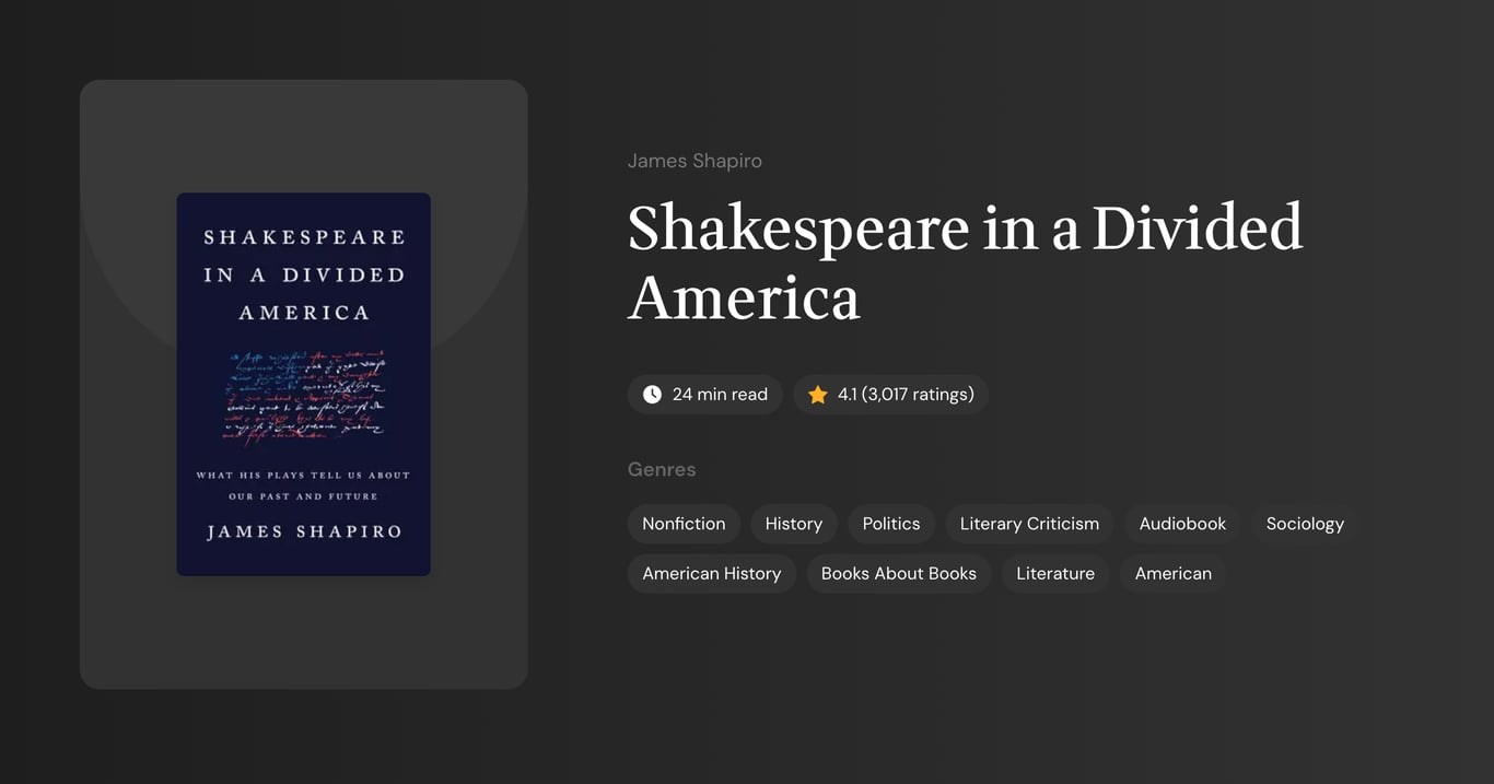 Shakespeare in a Divided America Book Summary