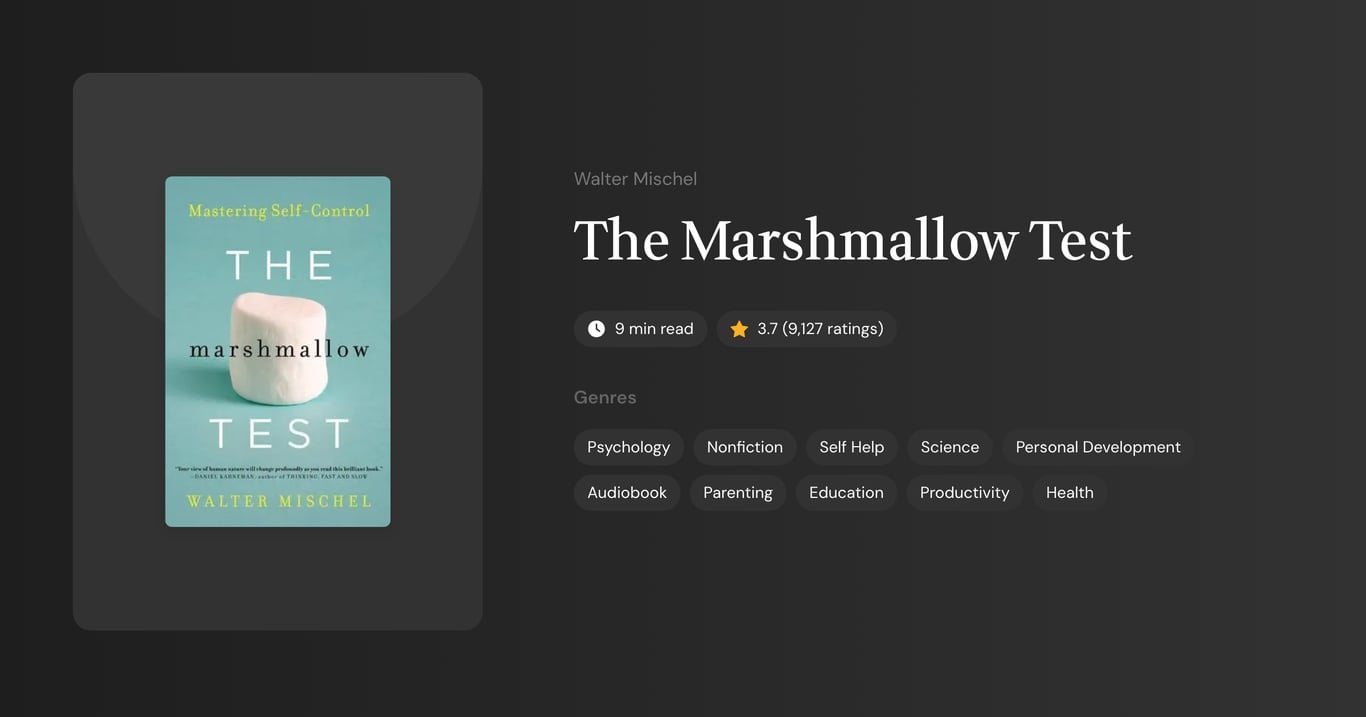 The Marshmallow Test Book Summary