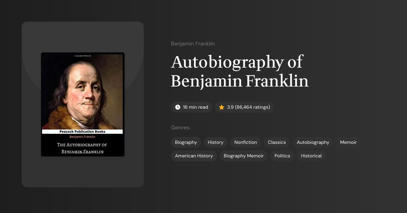 Autobiography of Benjamin Franklin Book Summary