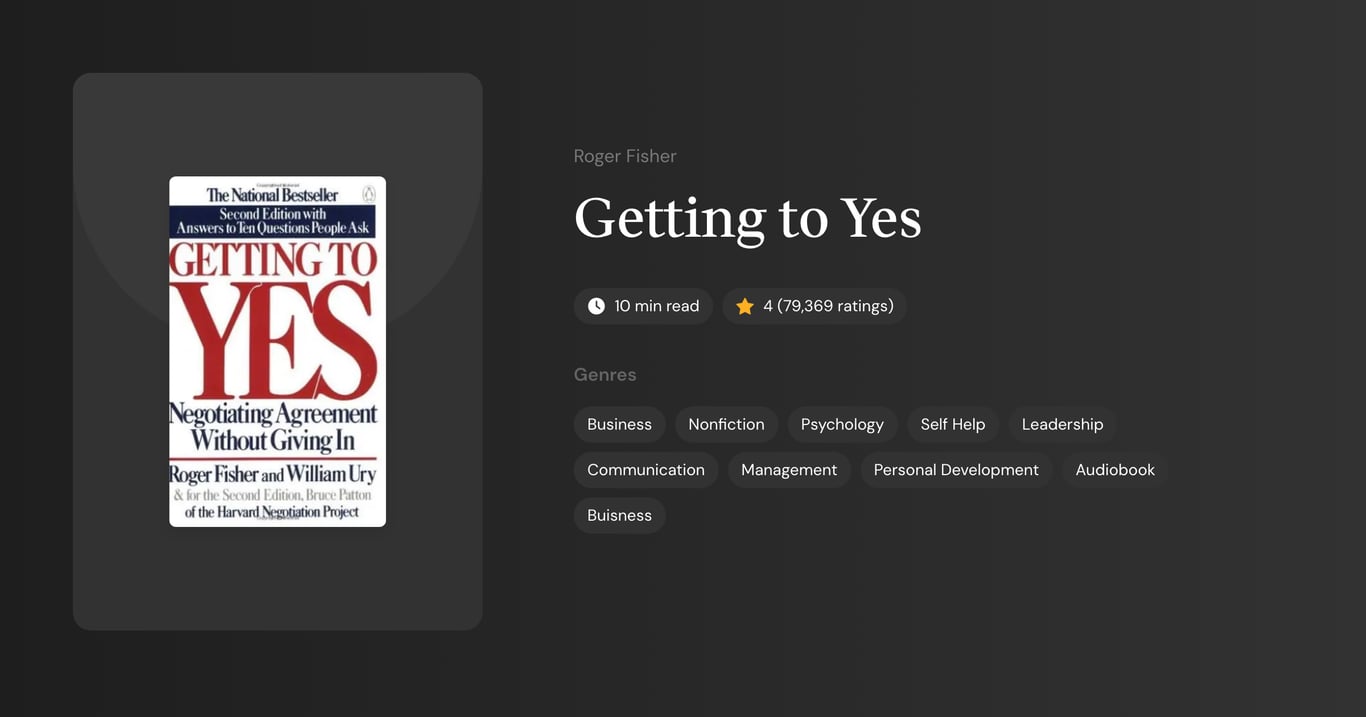 Getting to Yes Book Summary