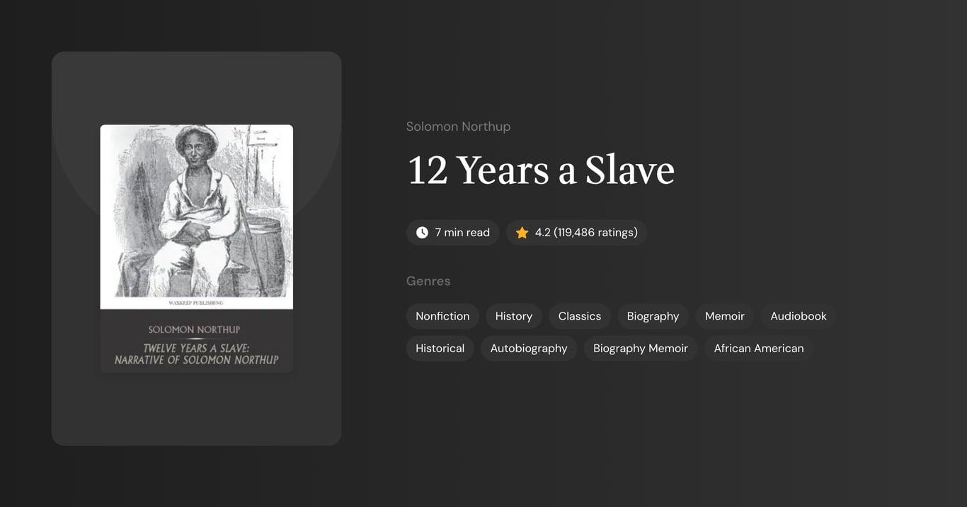 12 Years a Slave Book Summary