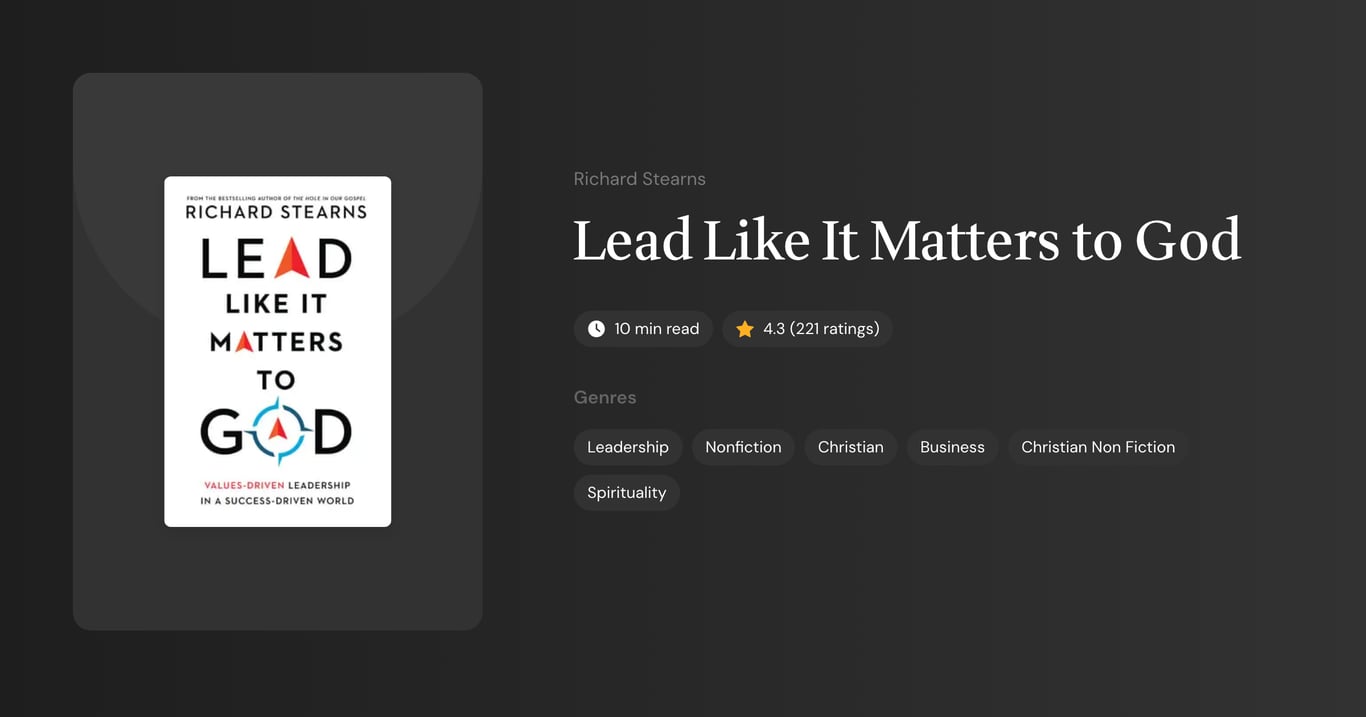 Lead Like It Matters to God Book Summary