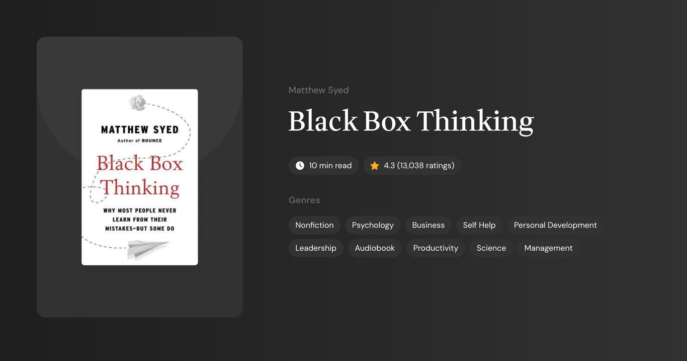 Black Box Thinking Book Summary