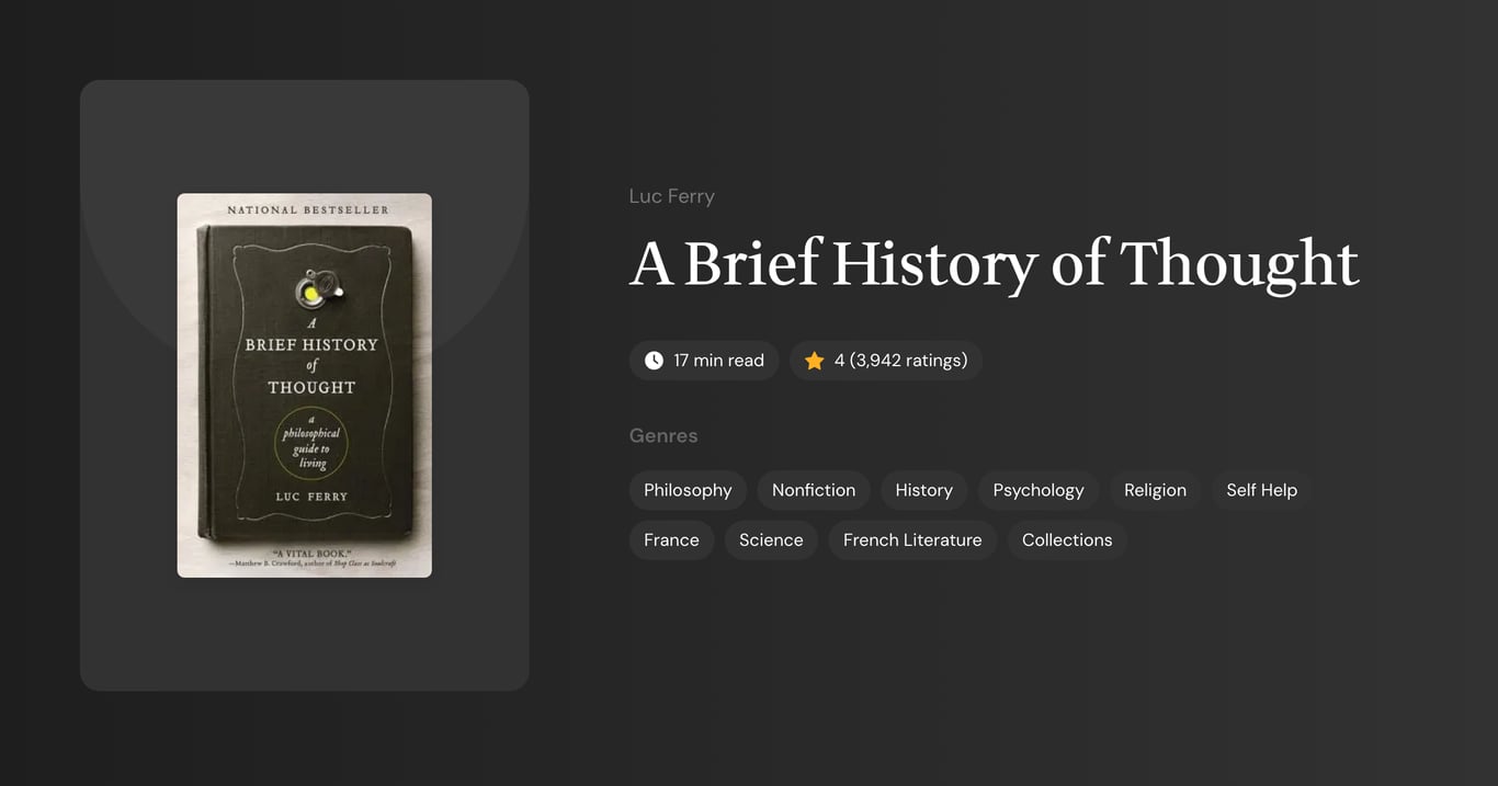 A Brief History of Thought Book Summary