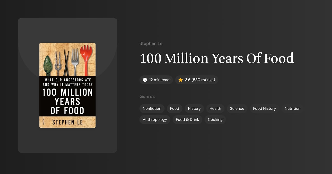 100 Million Years Of Food Book Summary