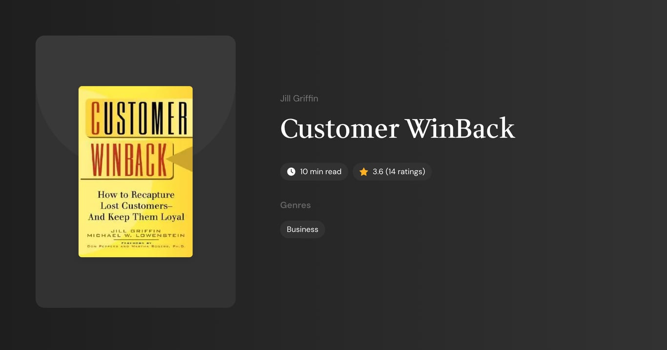 Customer WinBack Book Summary