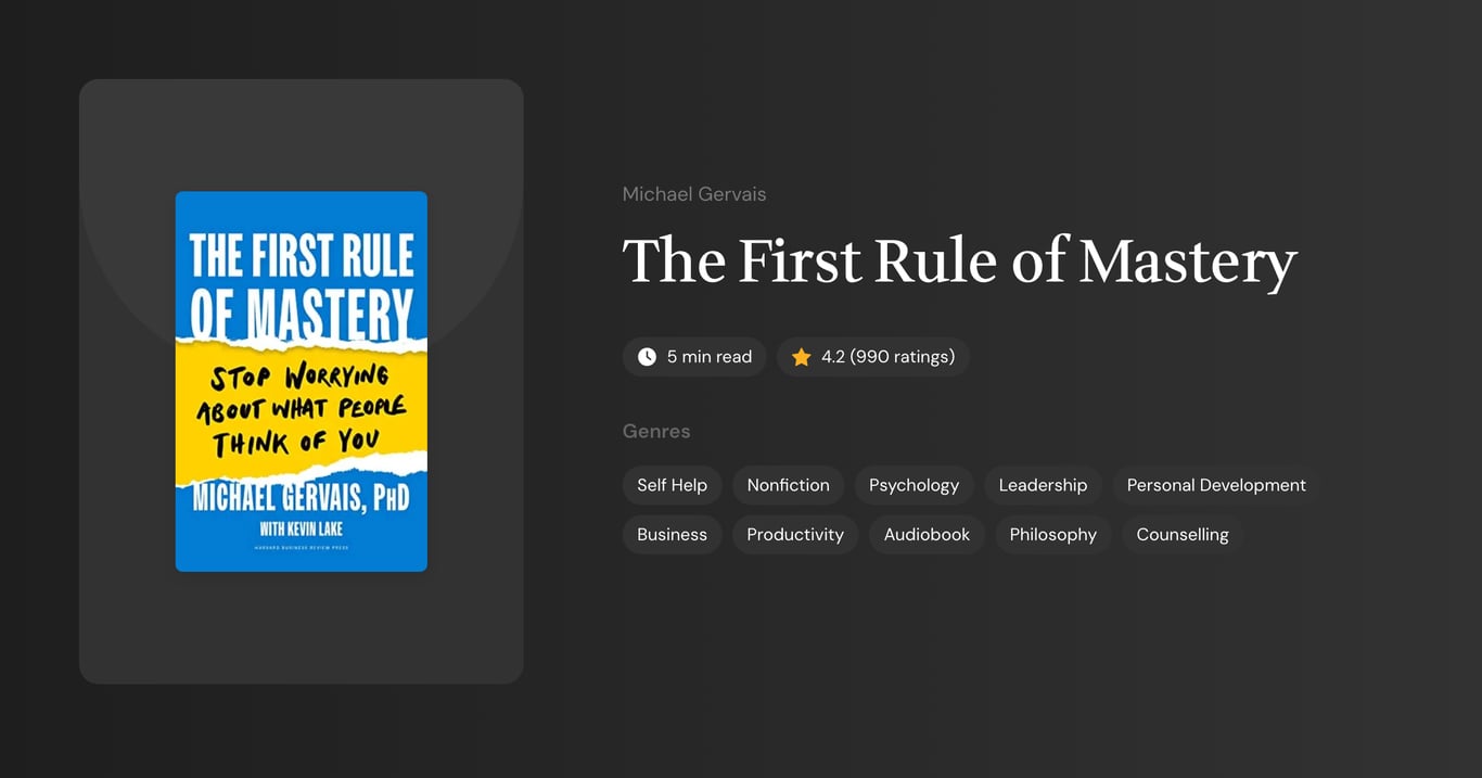 The First Rule of Mastery Book Summary