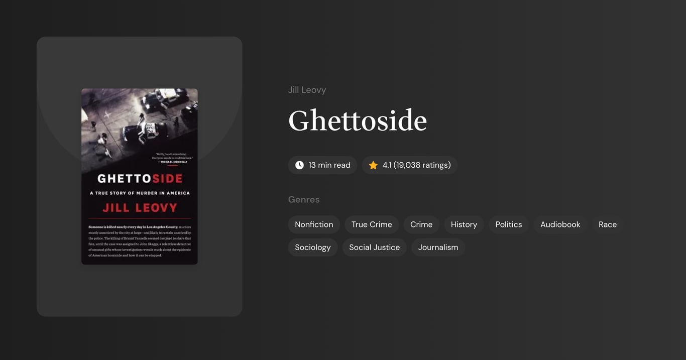 Ghettoside Book Summary