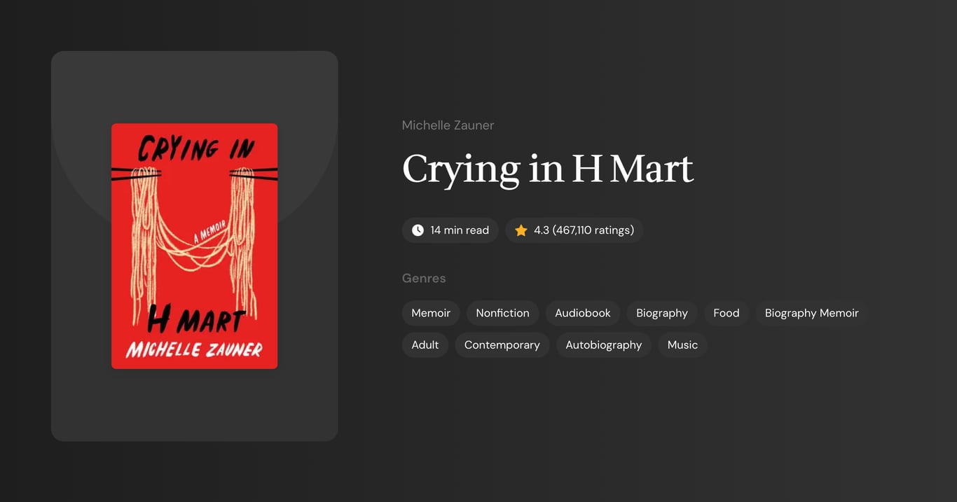 Crying in H Mart Book Summary
