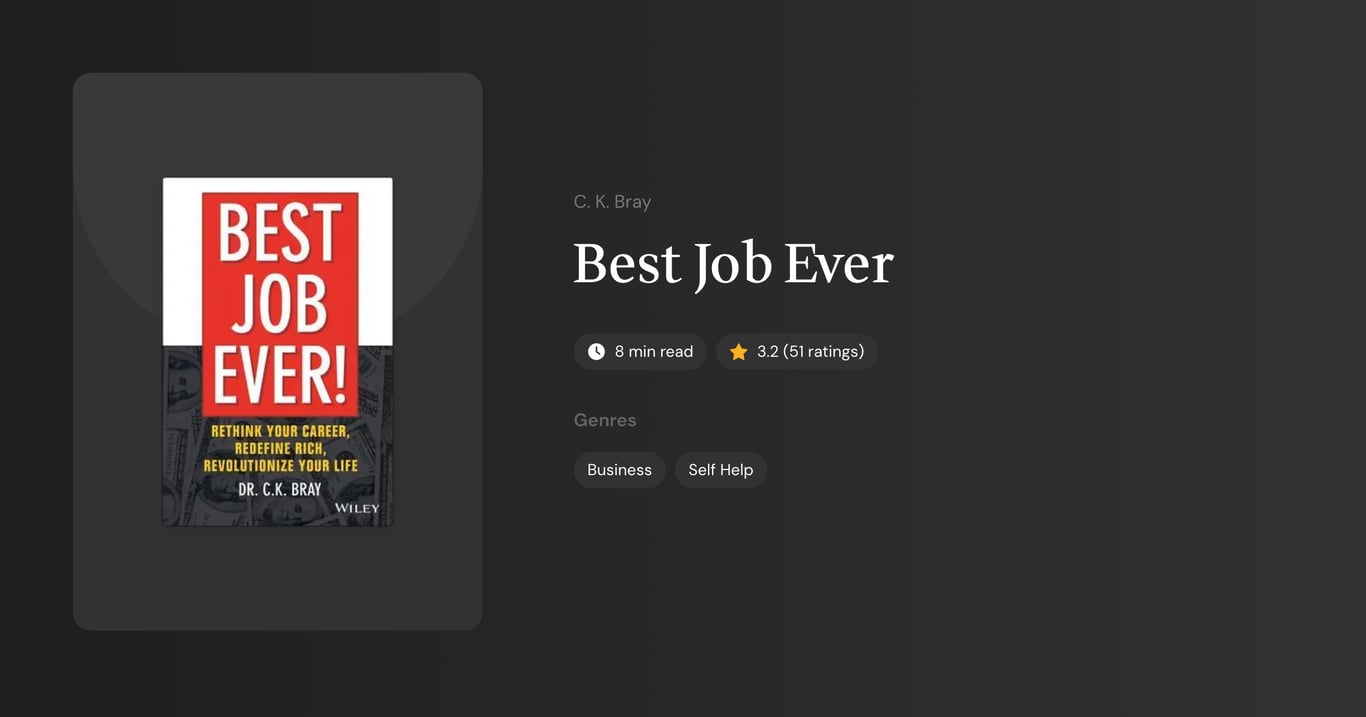 Best Job Ever Book Summary