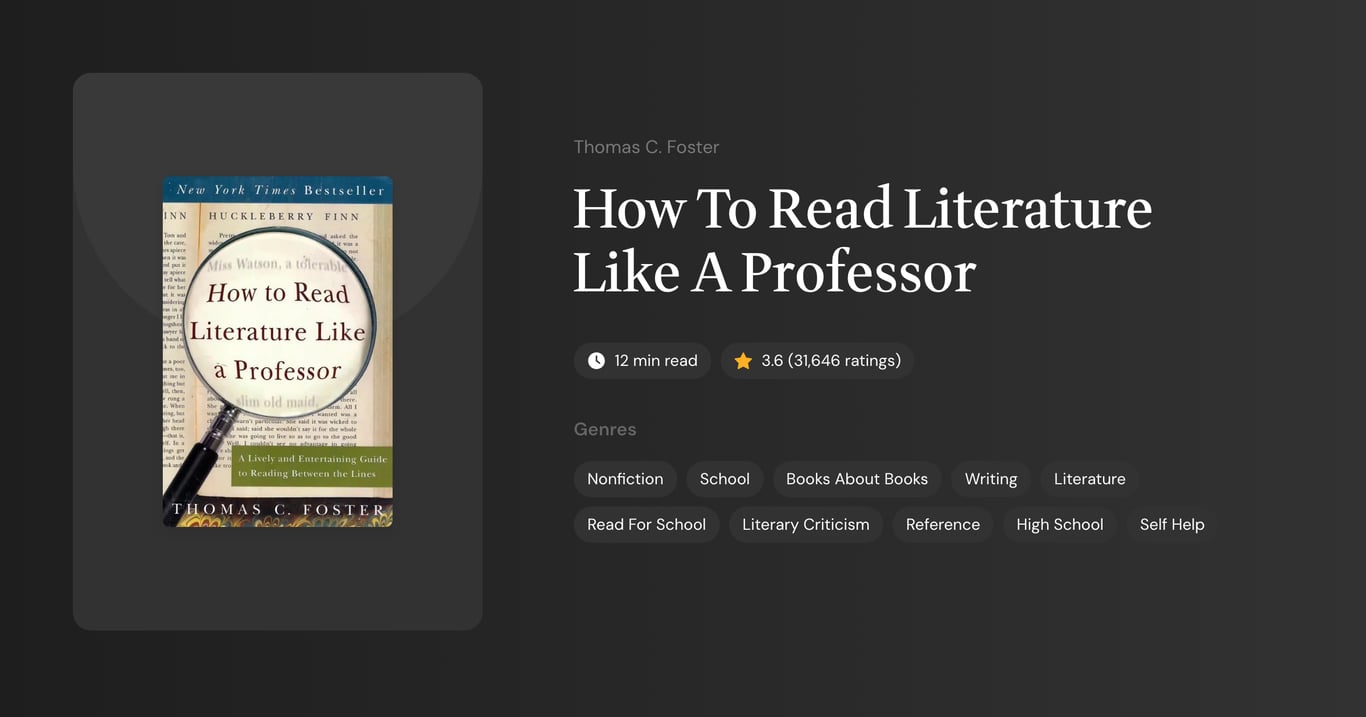 How To Read Literature Like A Professor Book Summary