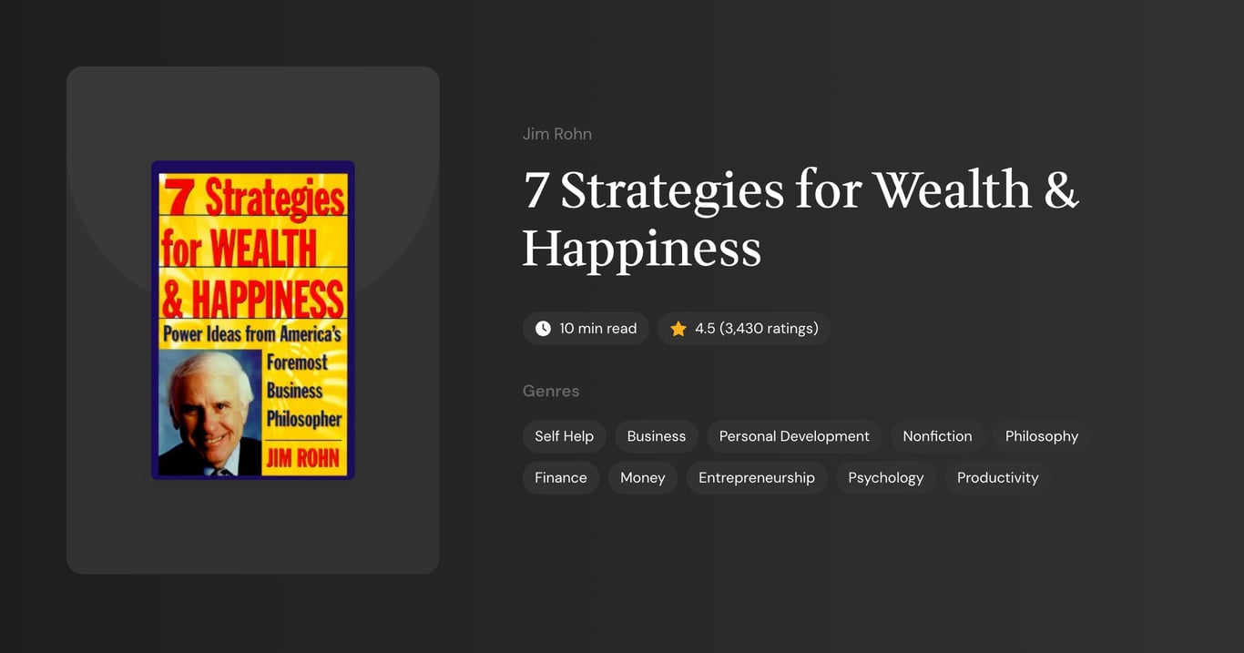 7 Strategies for Wealth & Happiness Book Summary