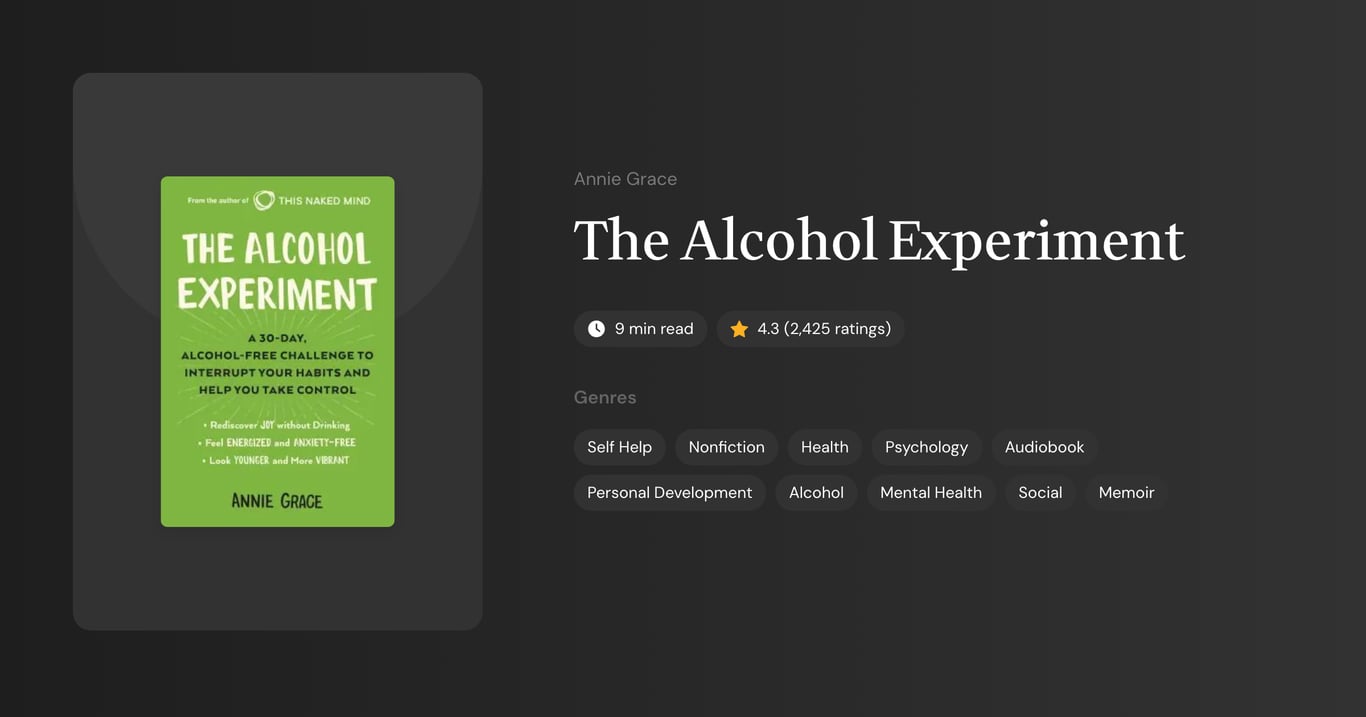 The Alcohol Experiment Book Summary
