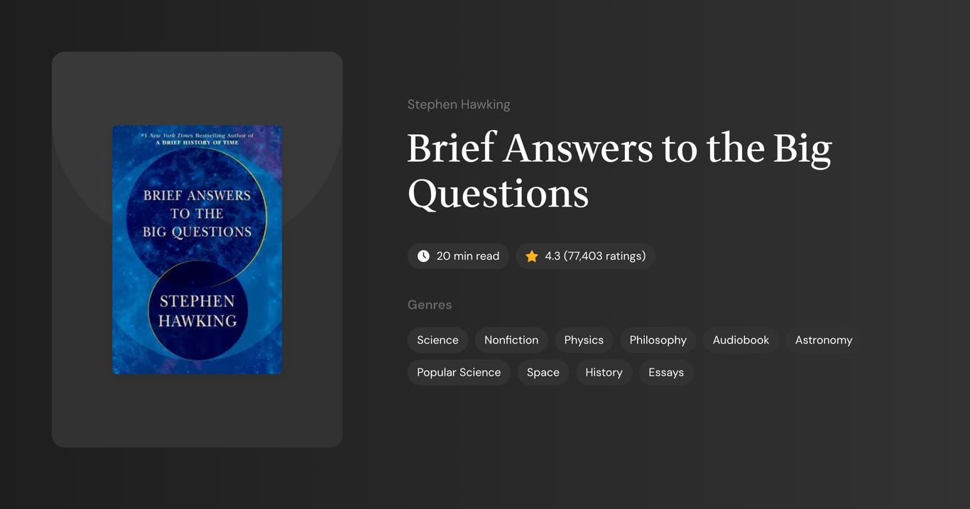 Brief Answers to the Big Questions Book Summary