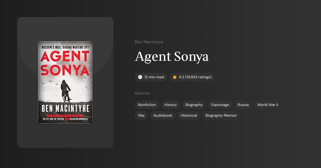 Agent Sonya Book Summary