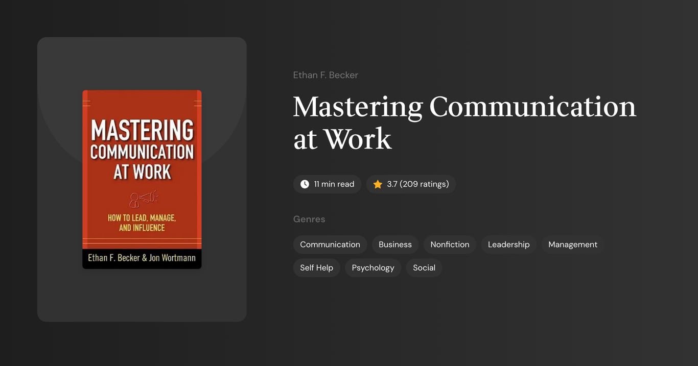 Mastering Communication at Work Book Summary