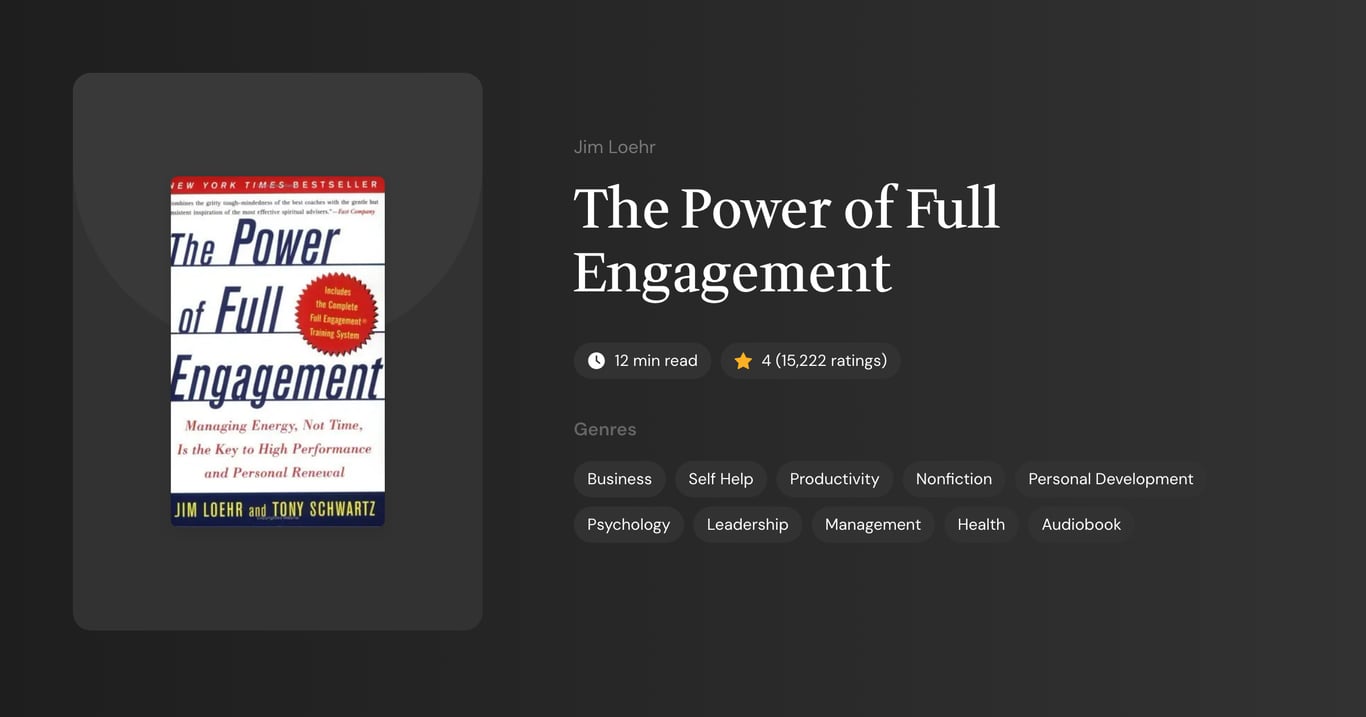 The Power of Full Engagement Book Summary