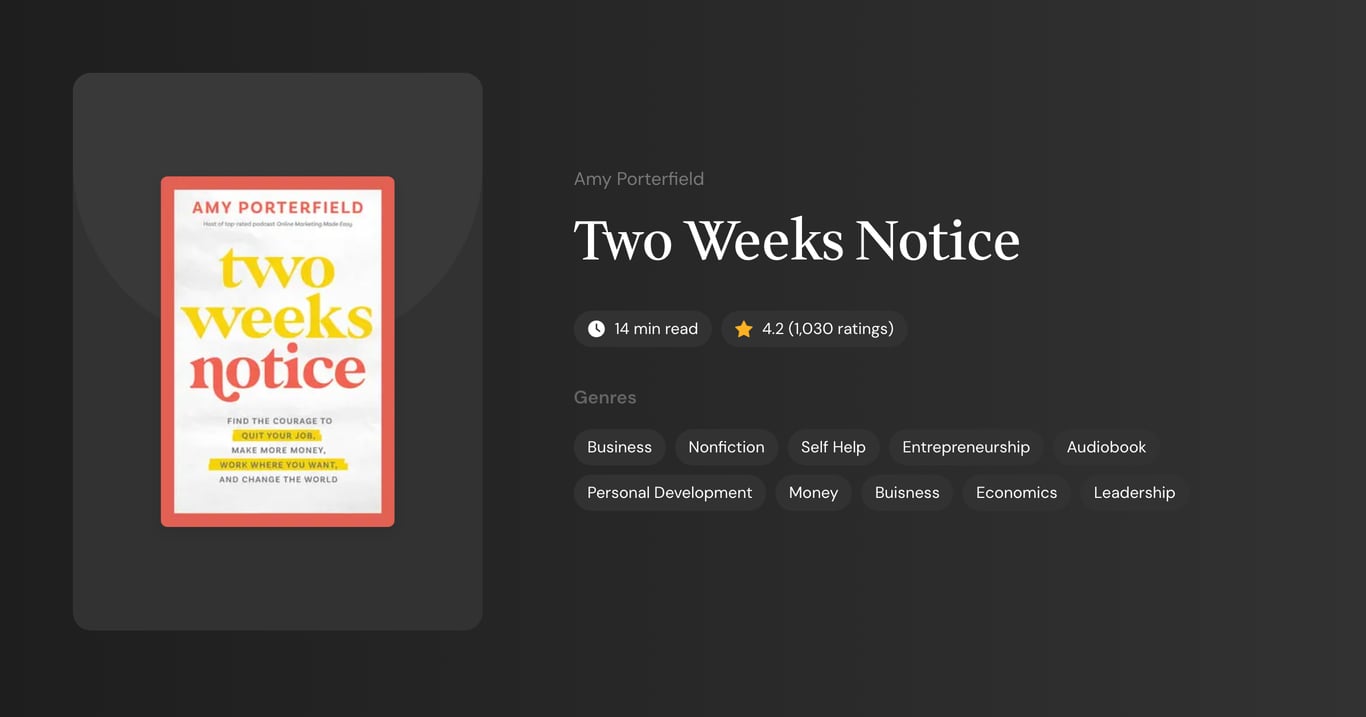 Two Weeks Notice Book Summary