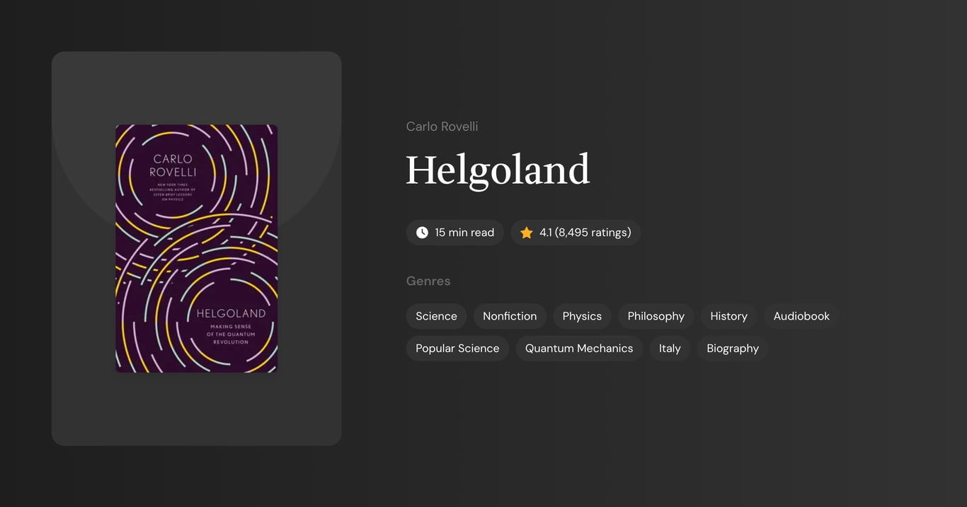 Helgoland Book Summary