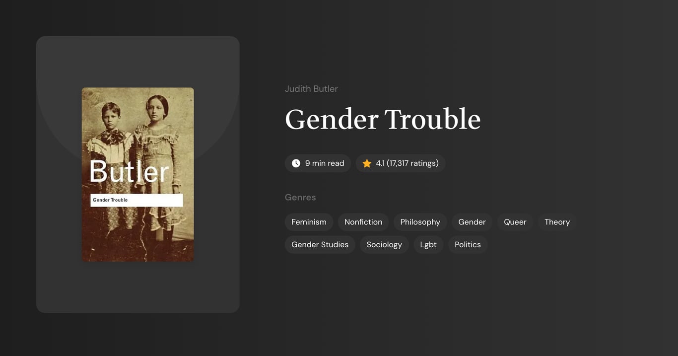 Gender Trouble Book Summary