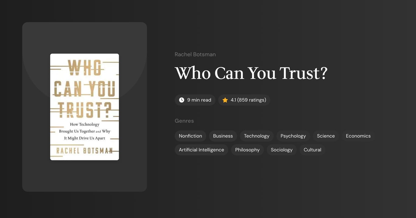 Who Can You Trust? Book Summary