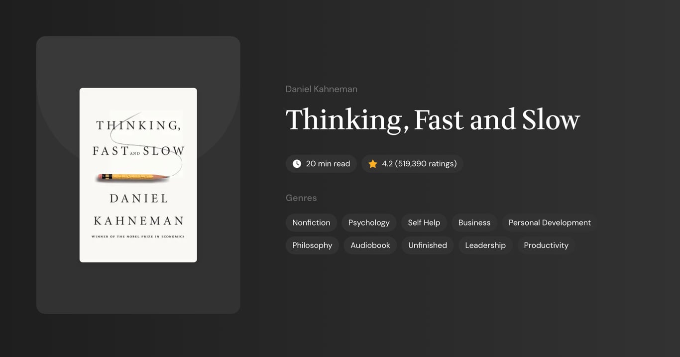 Thinking, Fast and Slow Book Summary