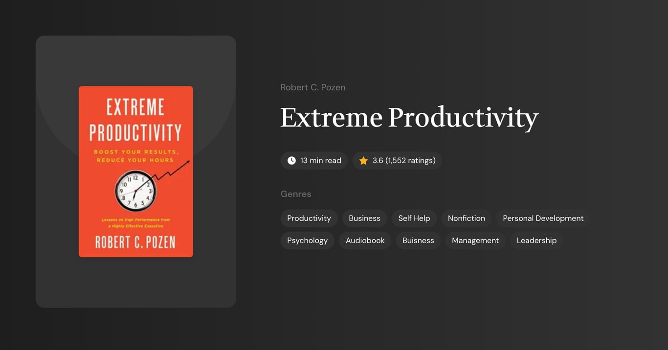 Extreme Productivity Book Summary