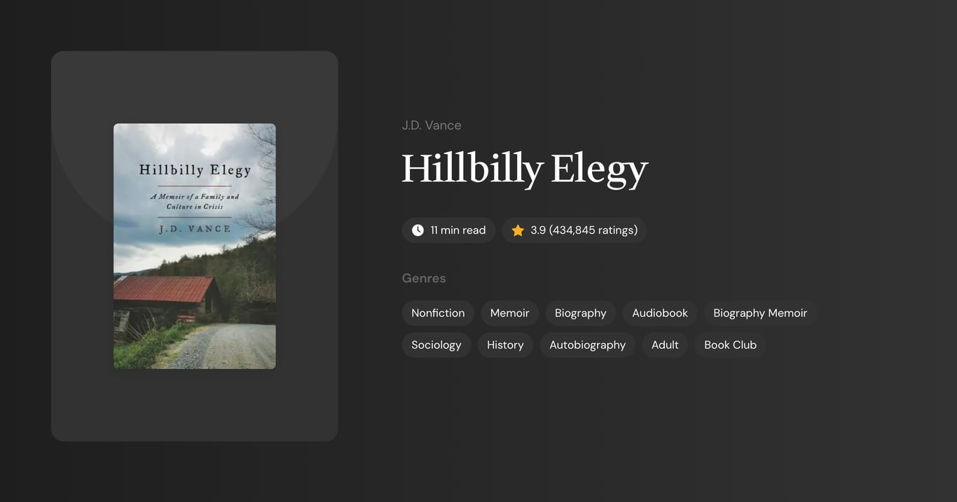Hillbilly Elegy Book Summary
