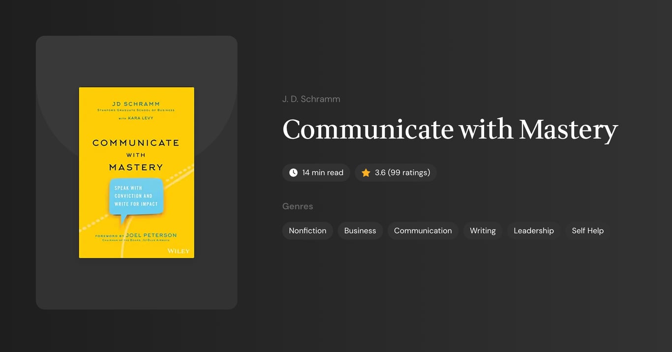 Communicate with Mastery Book Summary