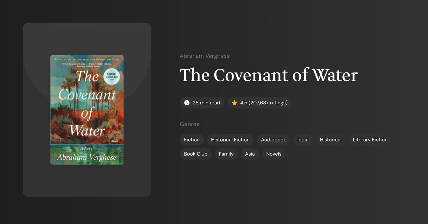 The Covenant of Water Book Summary