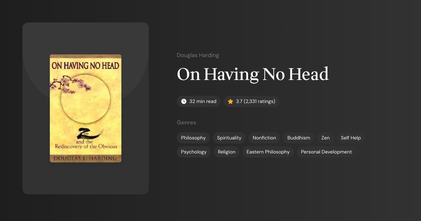 On Having No Head Book Summary