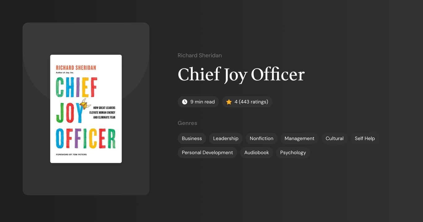 Chief Joy Officer Book Summary