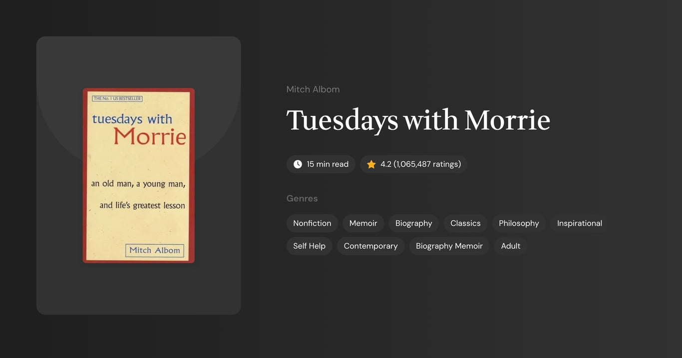 Tuesdays with Morrie Book Summary